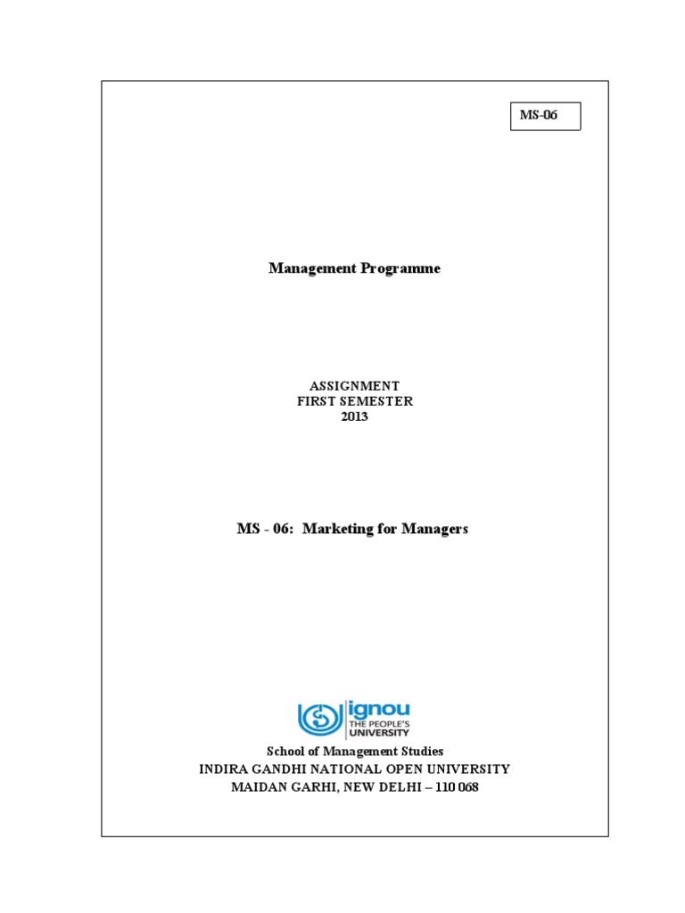 Ignou MBA Assignments 2013 - MS-06 | PDF