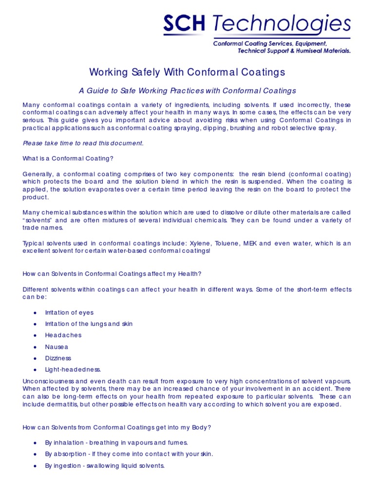 Working Safely With Conformal Coatings - A Guide To Safe Working ...