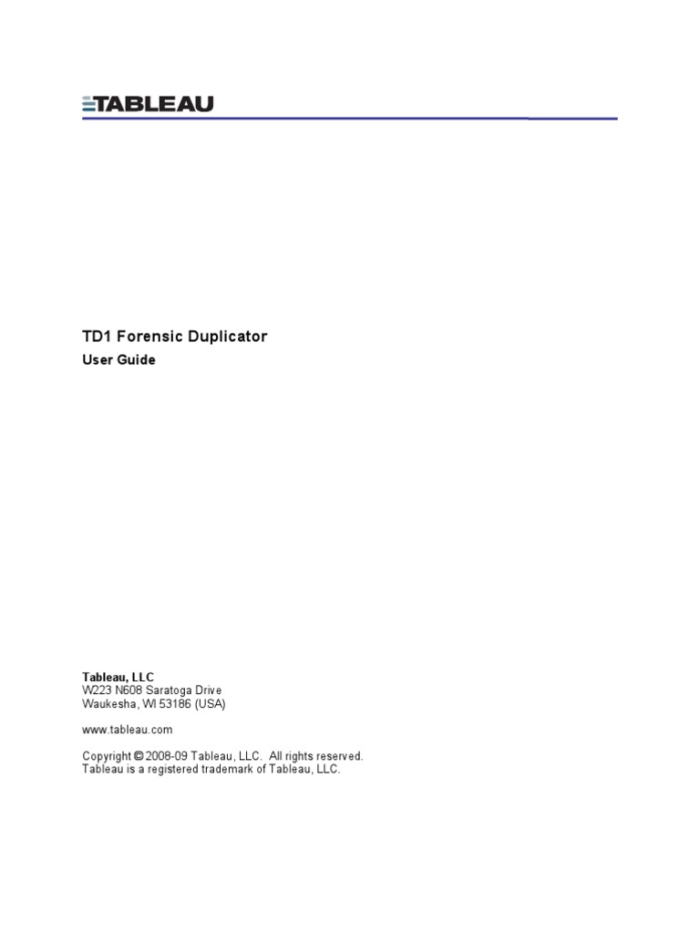 Tableau TD1 Users Guide | PDF