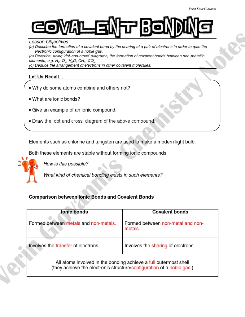 Covalent Bond Notes | PDF | Covalent Bond | Chemical Compounds