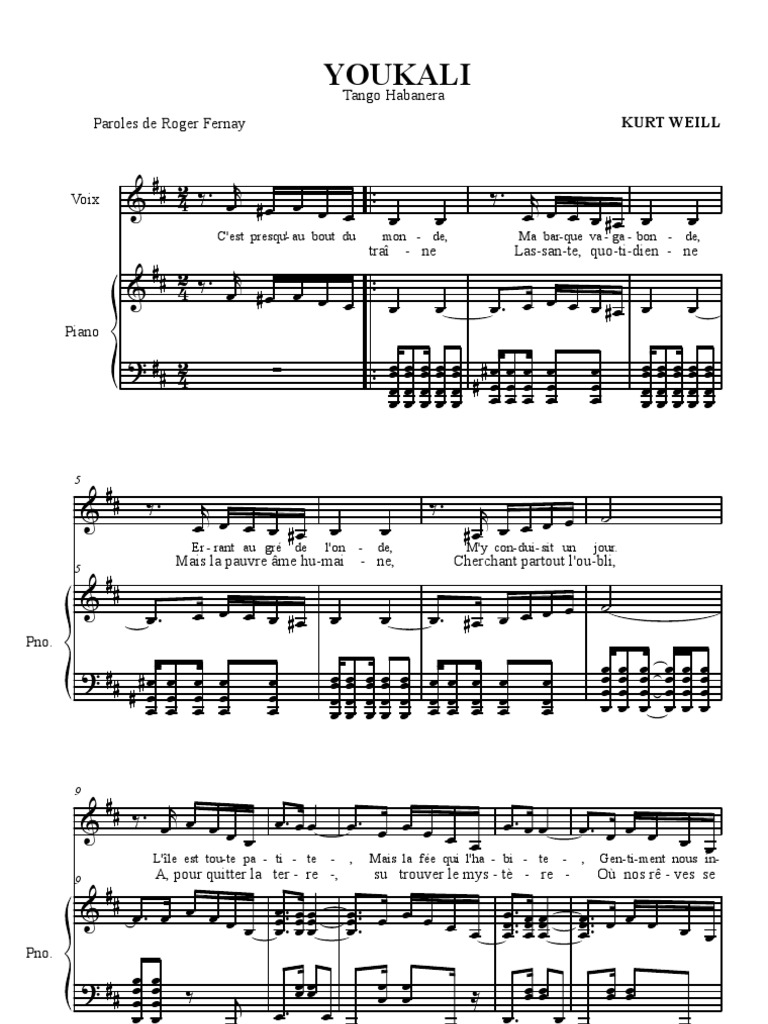 Youkali Habanera Tango (Kurt Weill) PDF | PDF