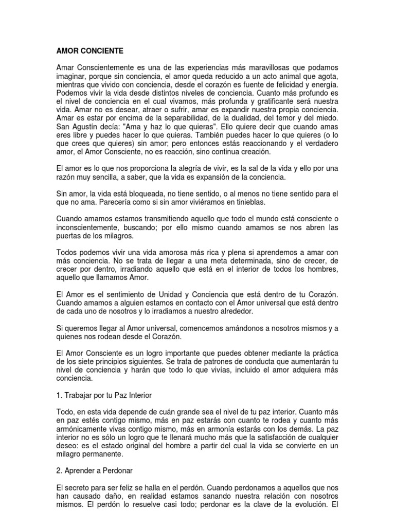 Amor Conciente | PDF | Vida | Amor