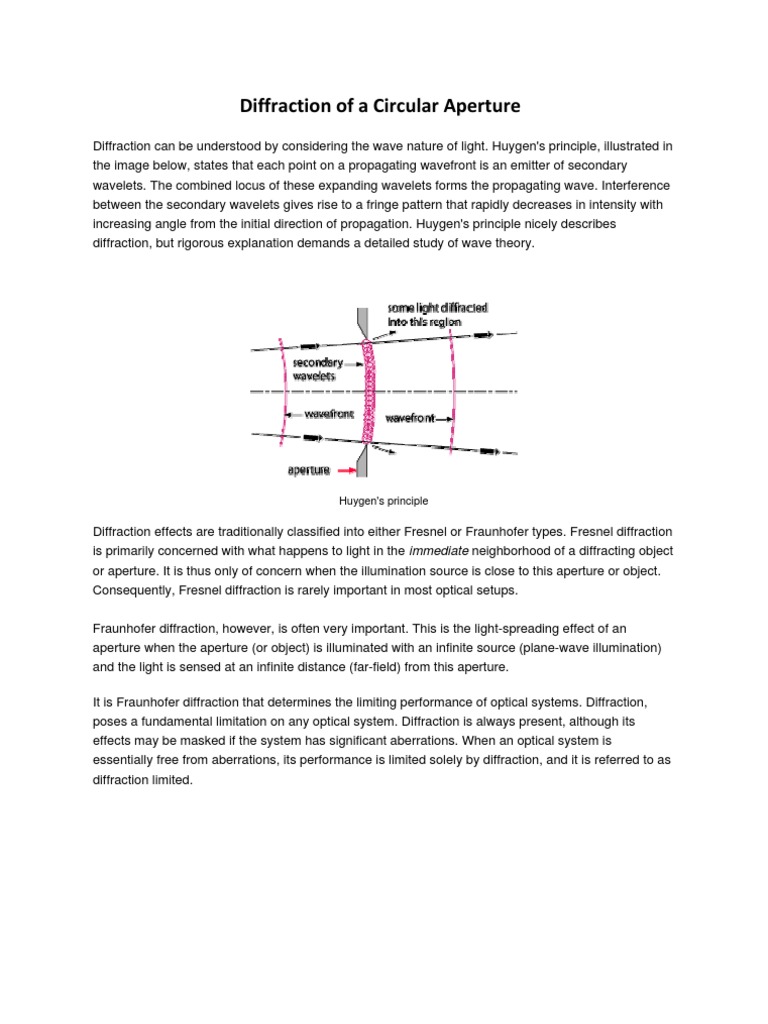 Diffraction of A Circular Aperture | PDF | Diffraction | Optics