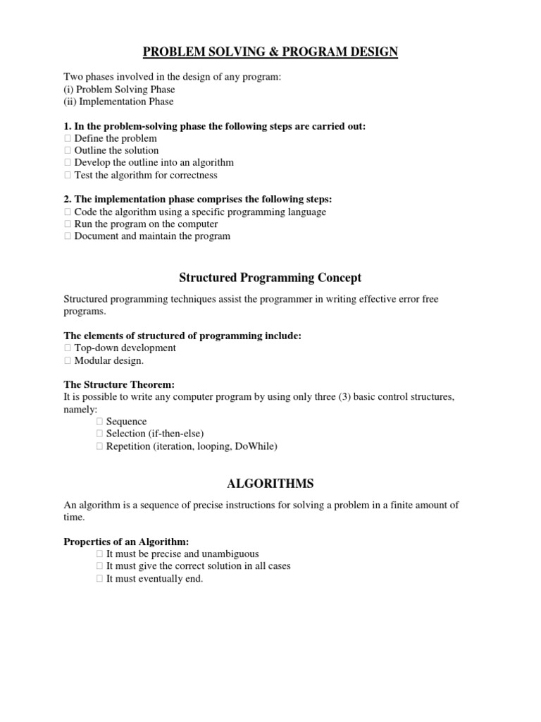 Problem Solving and Program Design | PDF | Algorithms | Variable ...
