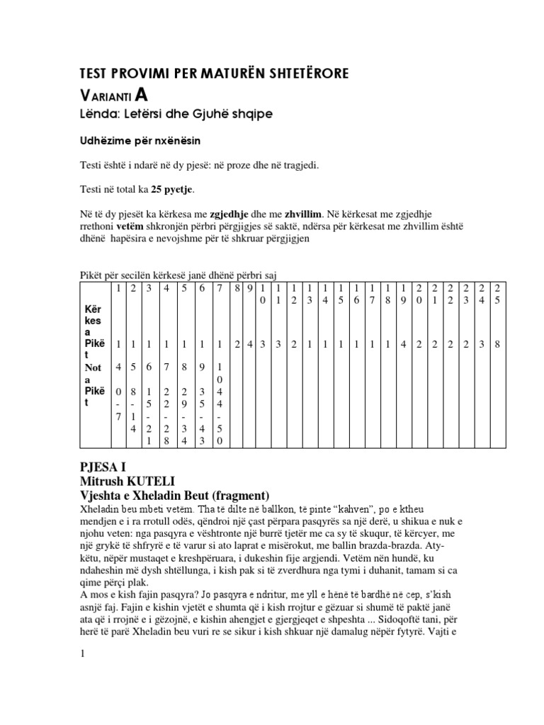 Model Testi Letersi | PDF