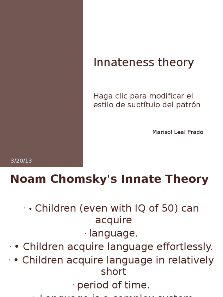 Innateness Theory Presentation | Language Acquisition | Neuropsychology