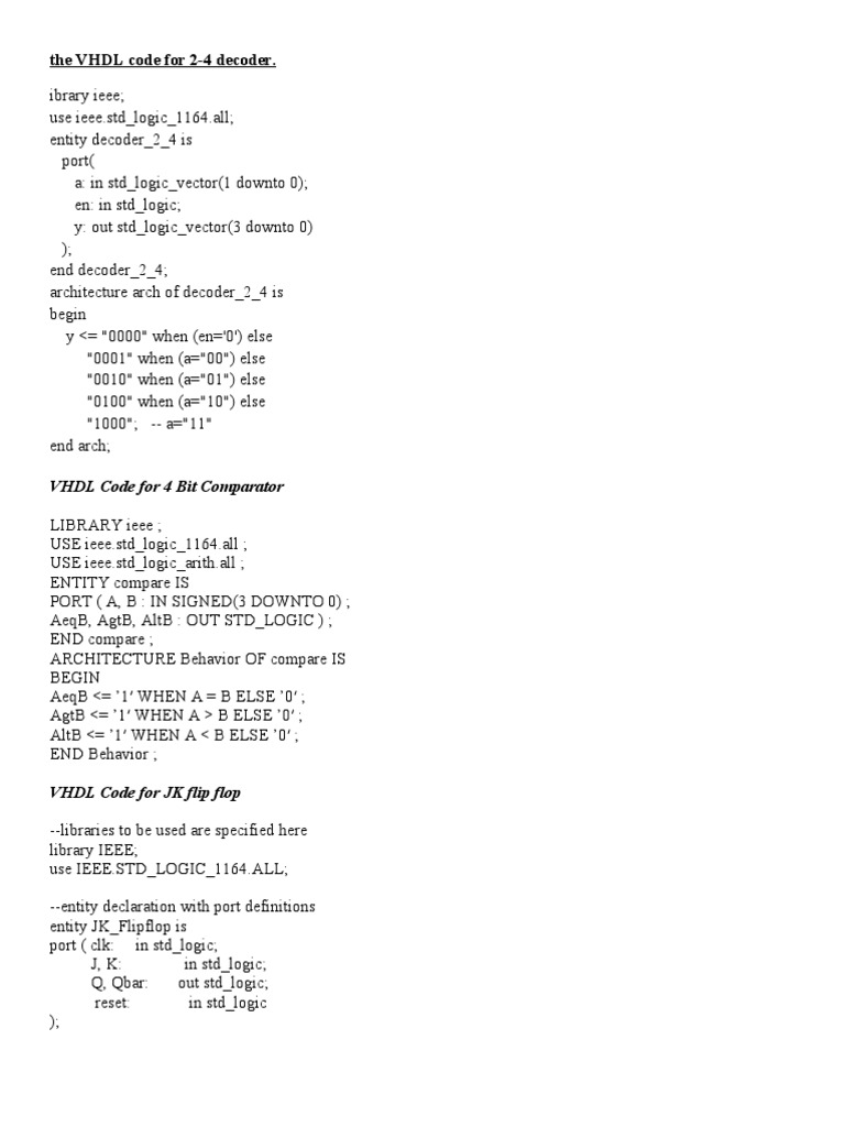 VHDL Program | PDF | Vhdl | Digital Electronics VHDL Program | PDF | Vhdl | Digital Electronics