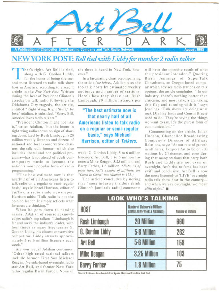 Art Bell After Dark Newsletter 1995-08 - August | PDF | Republican ...