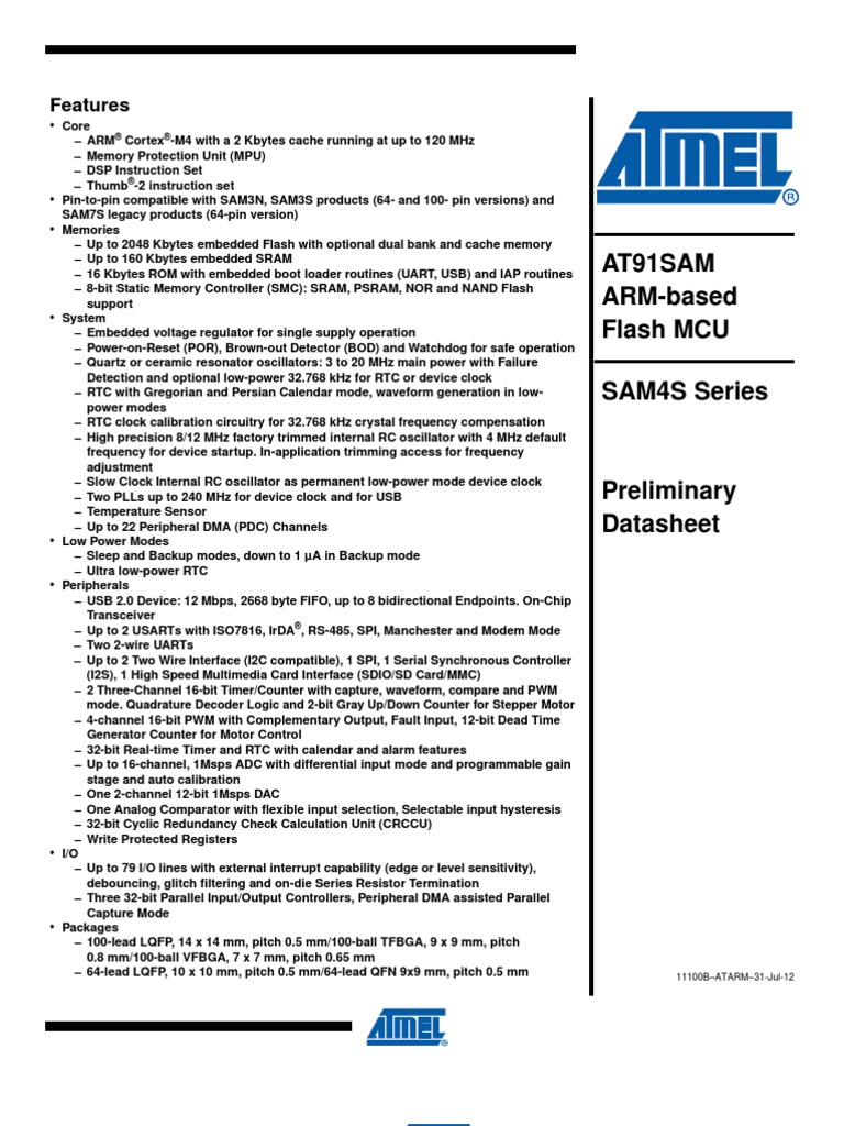 SAM4S Datasheet PDF | PDF | Flash Memory | Input/Output