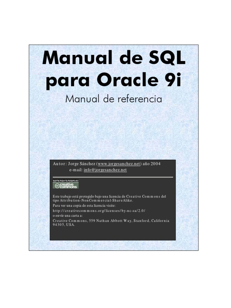 Manual - de.SQL - Para.oracle.9i. .Jorge - Sanchez | PDF | SQL | Tabla (base de datos)