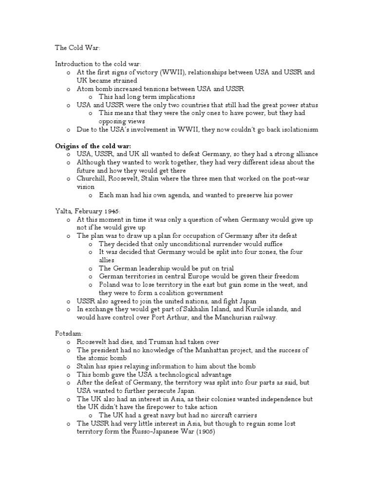 Origins of The Cold War | PDF | Cold War | Marshall Plan