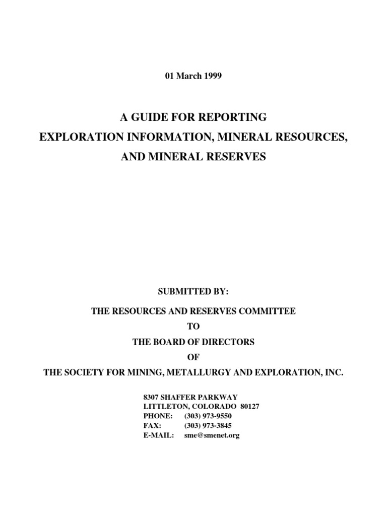 Reporting Guidelines for Mineral Resources | PDF