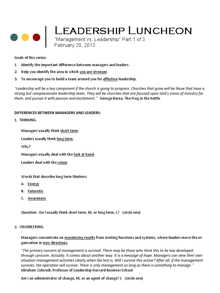 Leadership Luncheon Outline | PDF