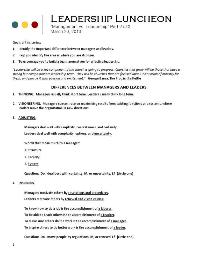 Leadership Luncheon Outline | PDF