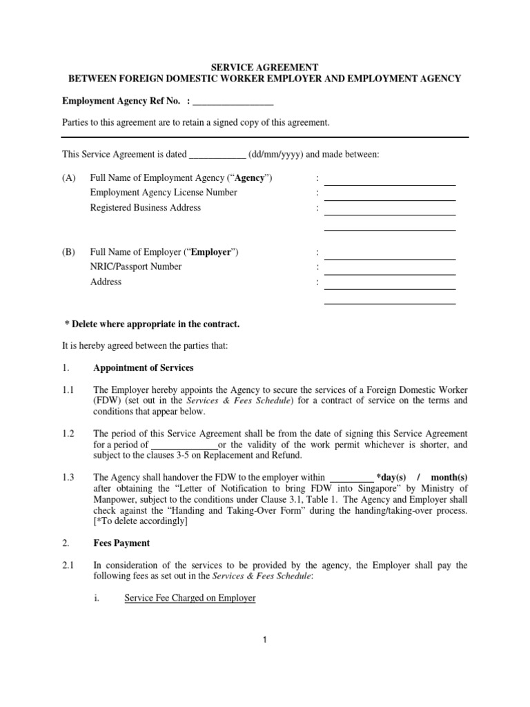 Recommended Manpower Service Agreement | PDF | Fee | Insurance