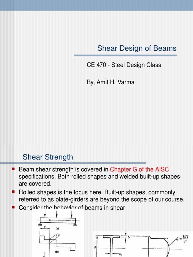 Beam Shear Design | PDF | Beam (Structure) | Shear Stress
