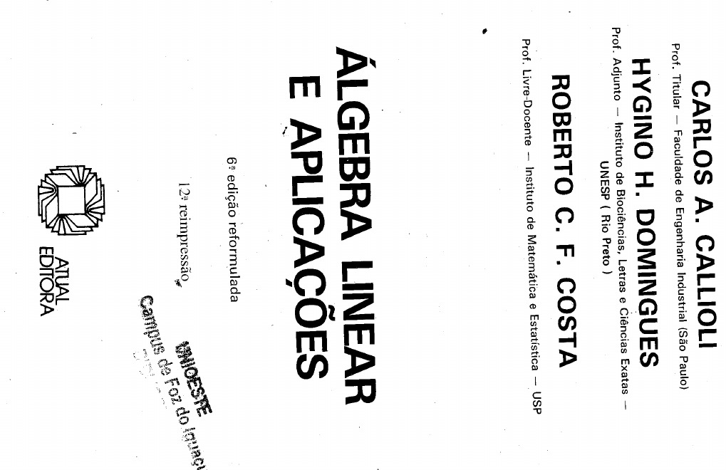 Algebra Linear e Aplicacoes - Callioli PDF | PDF Algebra Linear e Aplicacoes - Callioli PDF | PDF