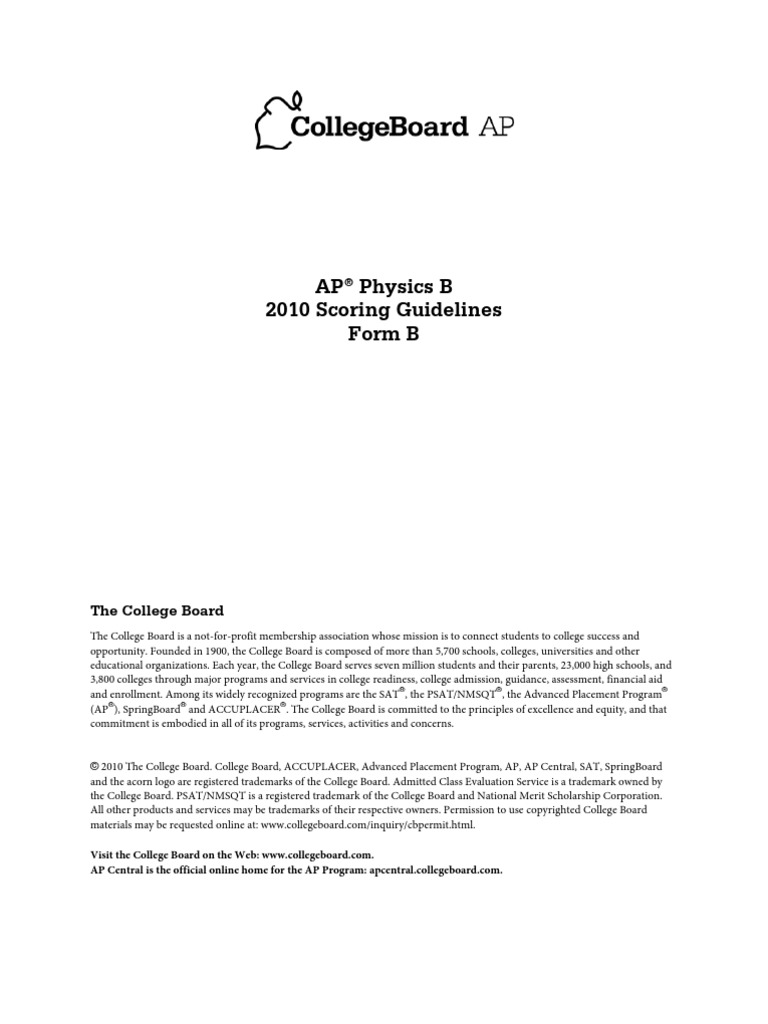 Physics B Form B 2010 | PDF | Advanced Placement | Significant Figures