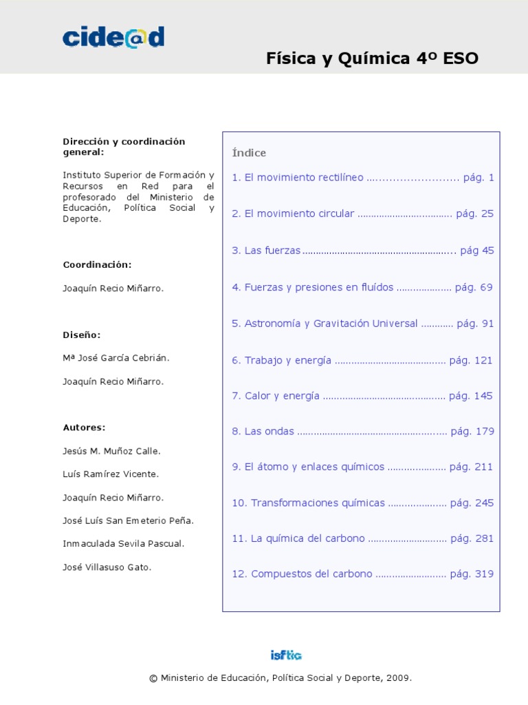 Curso - Completo Fis-Quim 4 Eso | PDF | Movimiento (física) | Aceleración