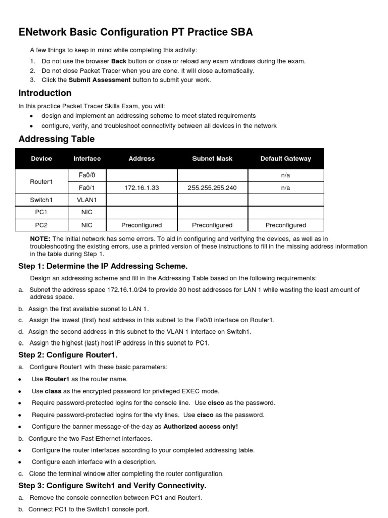 Network Configuration Practice Guide | PDF | Computer Network | Gateway ...