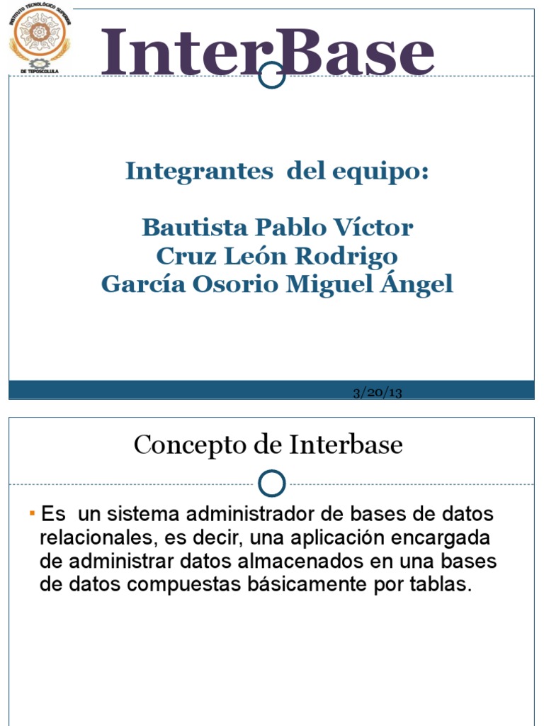 Exposicion de Interbase | PDF | SQL | Bases de datos