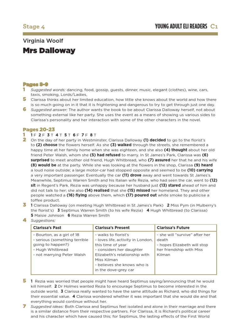 Solucionario de Mrs Dalloway | PDF | Mrs Dalloway