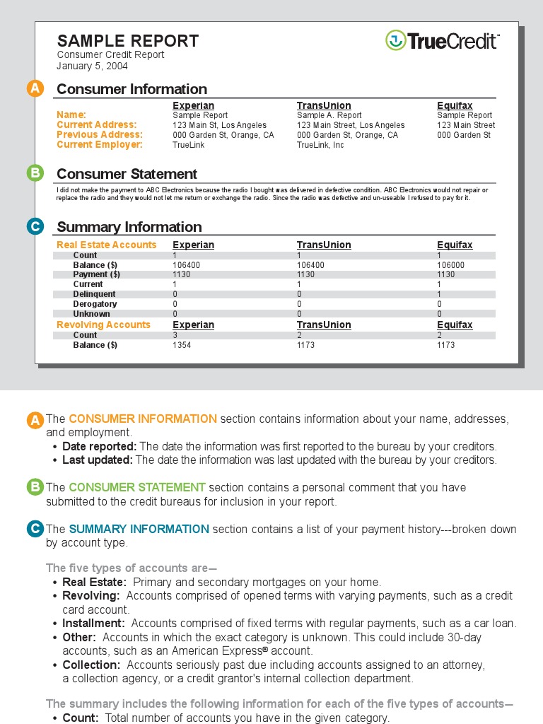 Sample Report: Consumer Information | PDF | Credit History | Credit Card