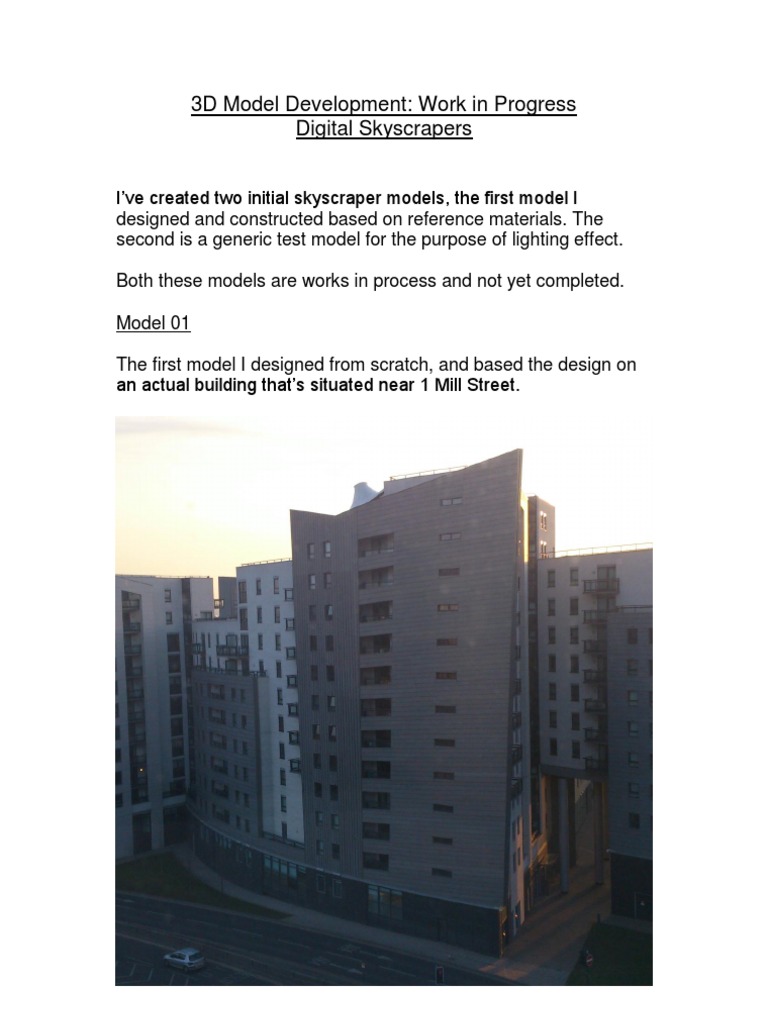 3D Model Development: Skyscrapers | PDF | 3 D Modeling | Texture Mapping