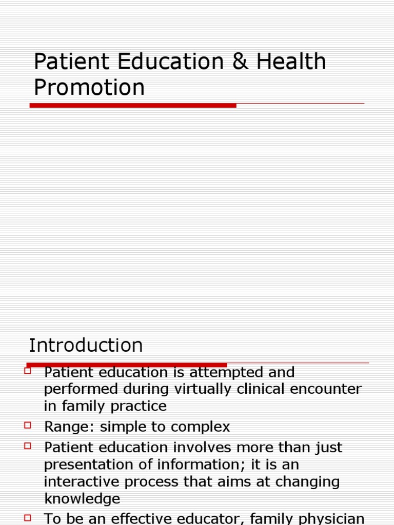 Patient Education & Health Promotion | PDF | Patient | Health Promotion