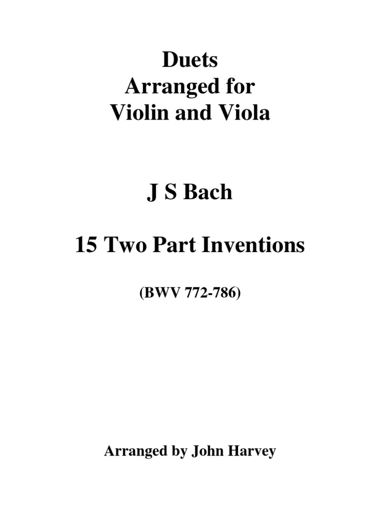 Bach Two-Part Inventions For Violin & Viola | PDF | Viola | Johann ...