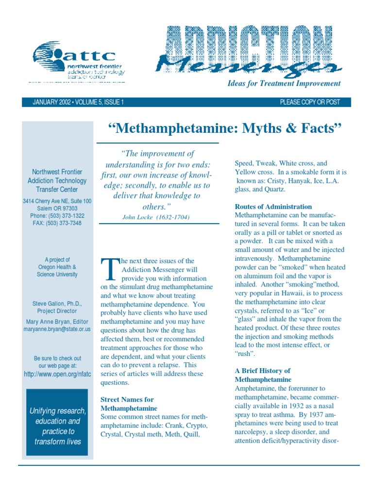 Methamphetamine: Myths & Facts | PDF | Relapse | Methamphetamine