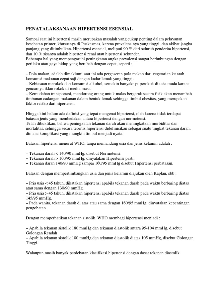 Penatalaksanaan Hipertensi Esensial | PDF