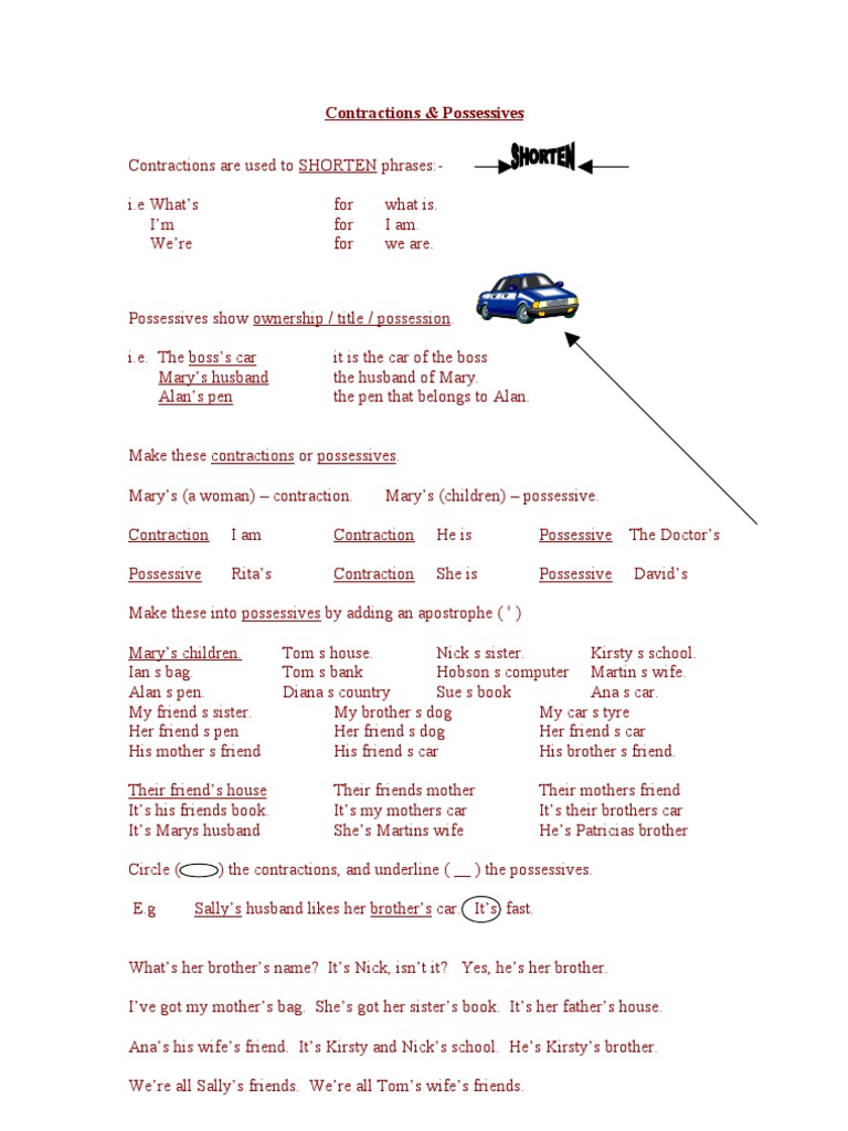 Contractions & Possessives | PDF