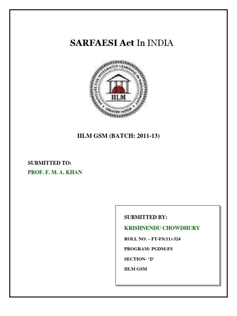 Sarfaesi Act | PDF | Securitization | Securities (Finance)