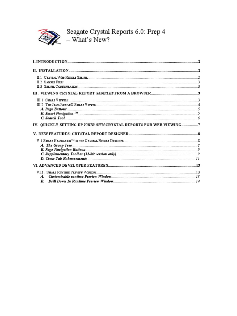 Seagate Crystal Reports 6.0: Prep 4 - What's New?: Rystal EB Eport ...