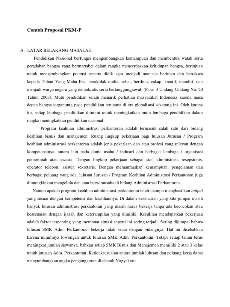 Contoh Proposal PKM | PDF