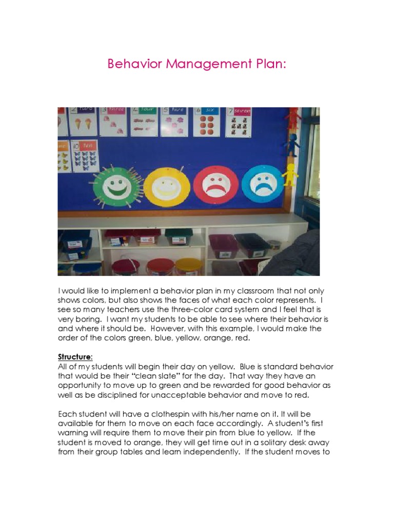 Behavior Management Plan | PDF