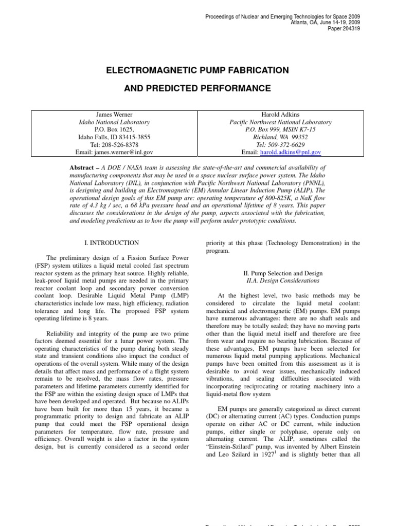 Electromagnetic Pump Design Overview | PDF | Magnetic Field | Pump