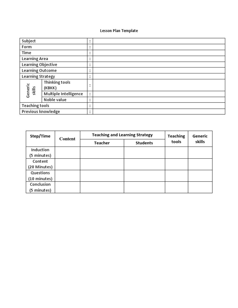 Mini Lesson Plan Template | PDF
