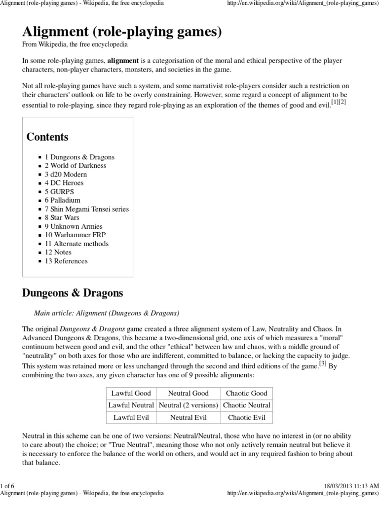 Alignment (Role-Playing Games) | PDF | Tabletop Games | Role Playing