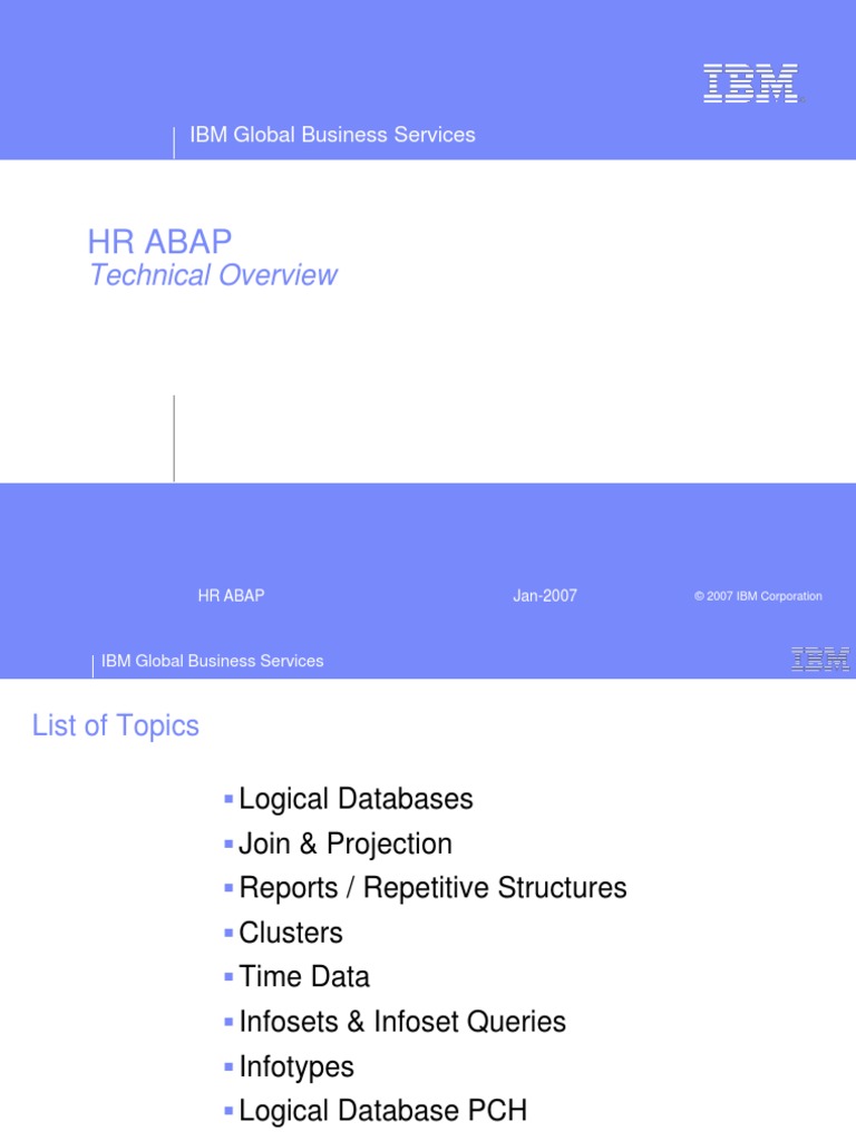 SAP ABAP HR Technical Overview | PDF | Databases | Computer Programming SAP ABAP HR Technical Overview | PDF | Databases | Computer Programming