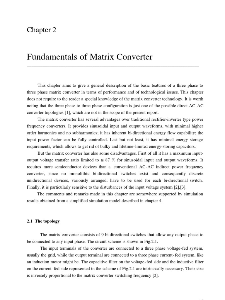 Matrix Converter Fundamentals Explained | PDF | Electronic Filter ...