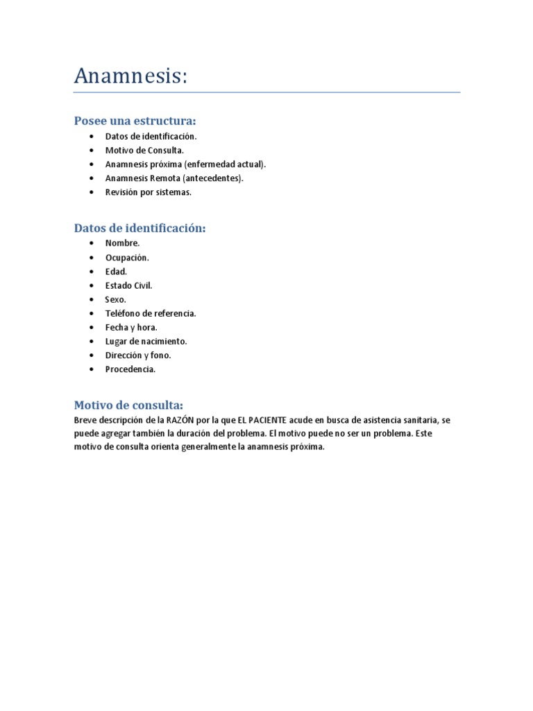 Anamnesis | PDF | Parestesia | Dolor