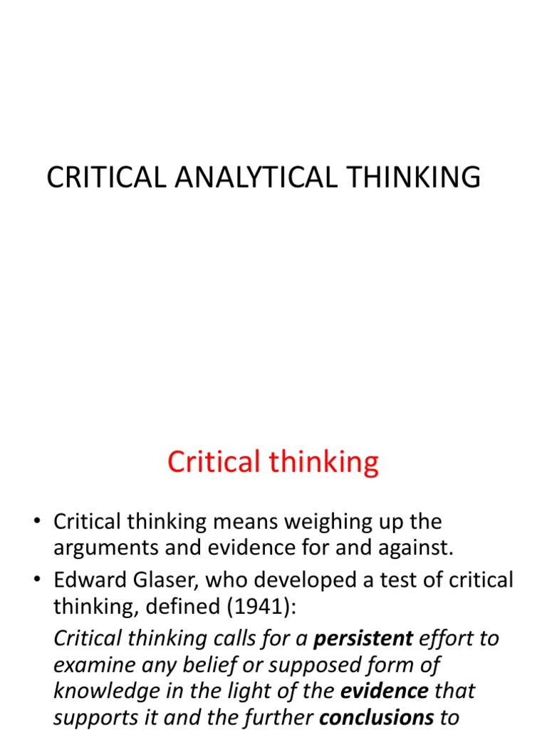 Critical Analytical Thinking | PDF | Critical Thinking | Reason
