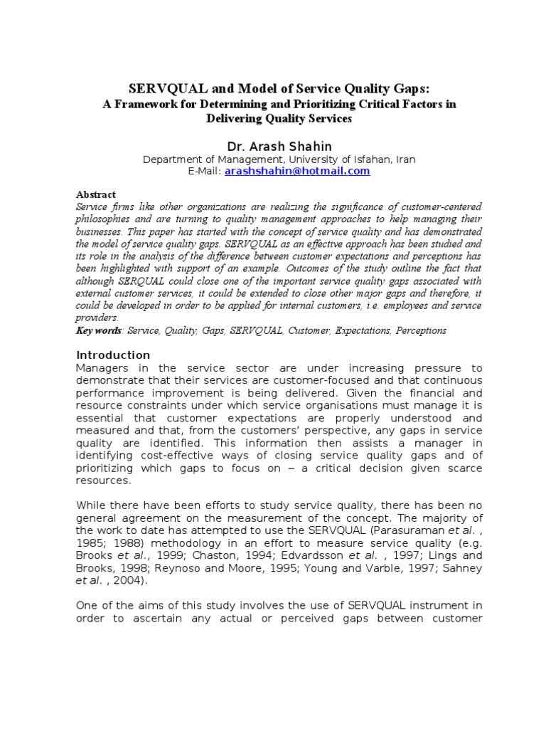 4 Servqual and Model of Service Quality Gaps | PDF