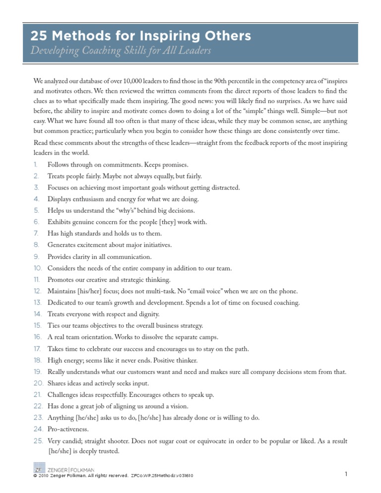 25 Methods To Inspire | PDF | Motivation | Motivational