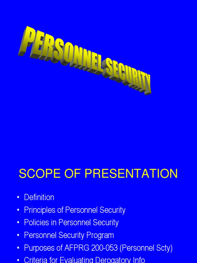 Personnel Security | PDF | Security Clearance | Classified Information
