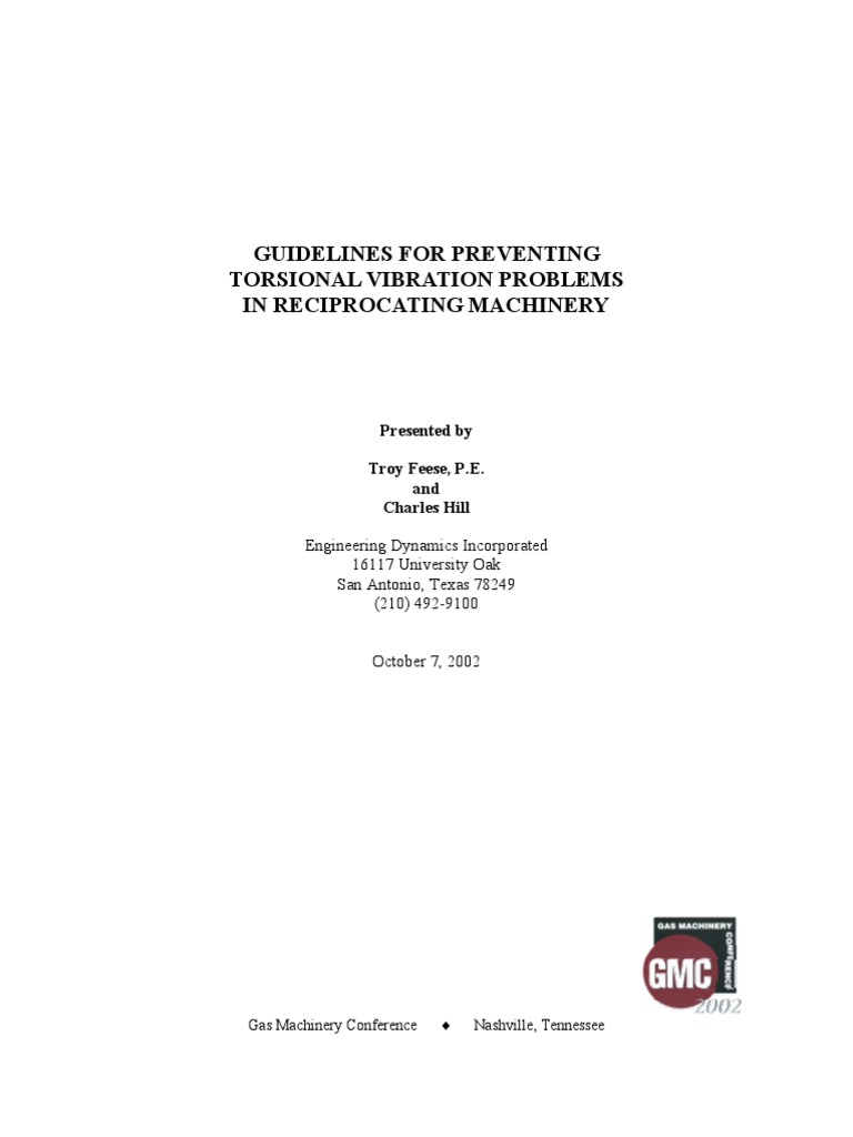 Guidelines For Preventing Torsional Vibration Problems | PDF | Resonance | Gas Compressor