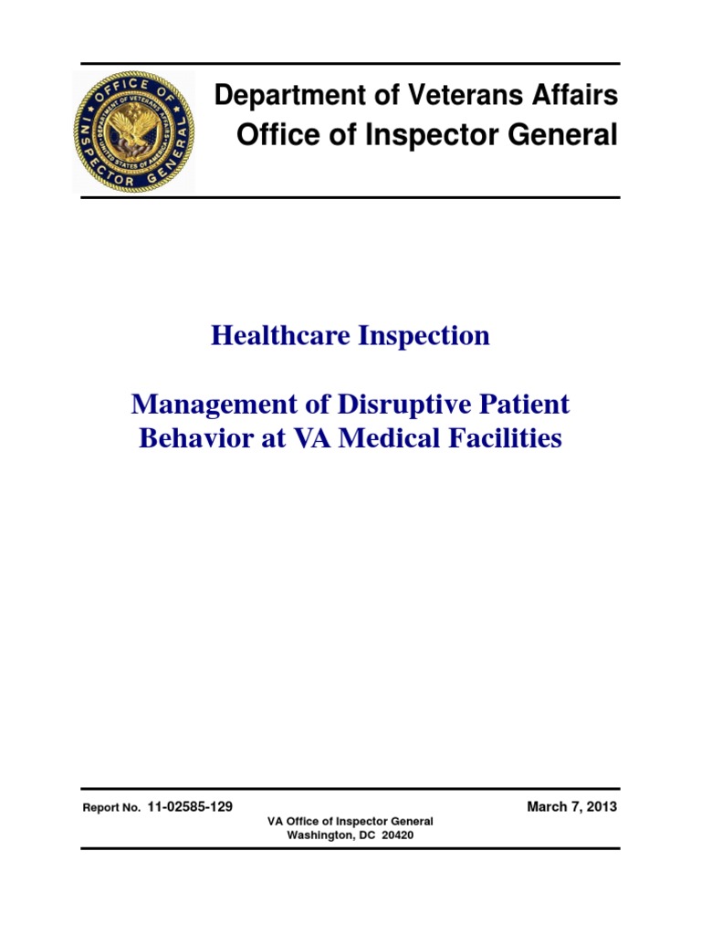 Managing Disruptive Patient Behavior in VA | PDF | Veterans Health ...