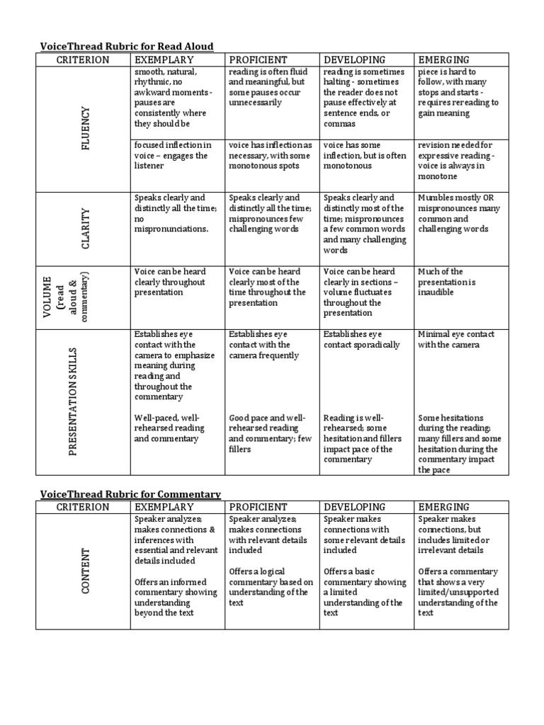 VoiceThread Rubric | PDF | Word | Grammar